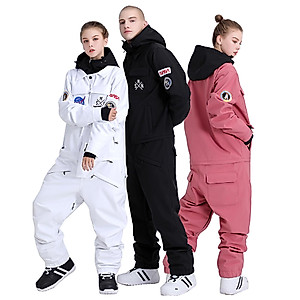 GSOU SNOW Men Ski Suit One Piece Snowsuit Snowboard Insulated Ski Jumpsuit Waterproof Windproof for Skiing Outdoor