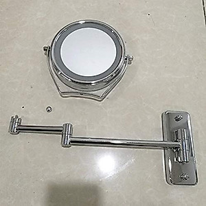 LIMEI-ZEN Bathroom Vanity Mirrors Illuminated Makeup Mirror Wall Mounted Makeup Mirror 7x Magnification 8'' Two-Sided Swivel Extendable Bathroom Mirror Shaving Mirrors Nickel Finish Makeup mirror Mirr