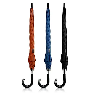 DAVEK ELITE UMBRELLA (Classic Black) - Quality Cane Umbrella with Automatic Open, Strong & Windproof