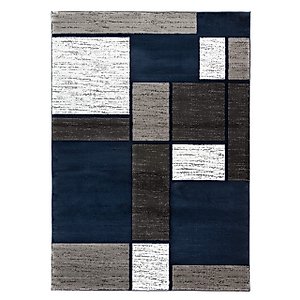 Rugshop Contemporary Modern Boxes Area Rug 3'3" x 5'3" Navy