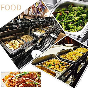 UZOURI 9L Stainless Steel Chafing Dish Set Buffet Silver Catering Warmer Set, Rectangle Chafing Dish Set, for Buffet Catering Kitchen Party(Size:Single Grid) (Double Grid)