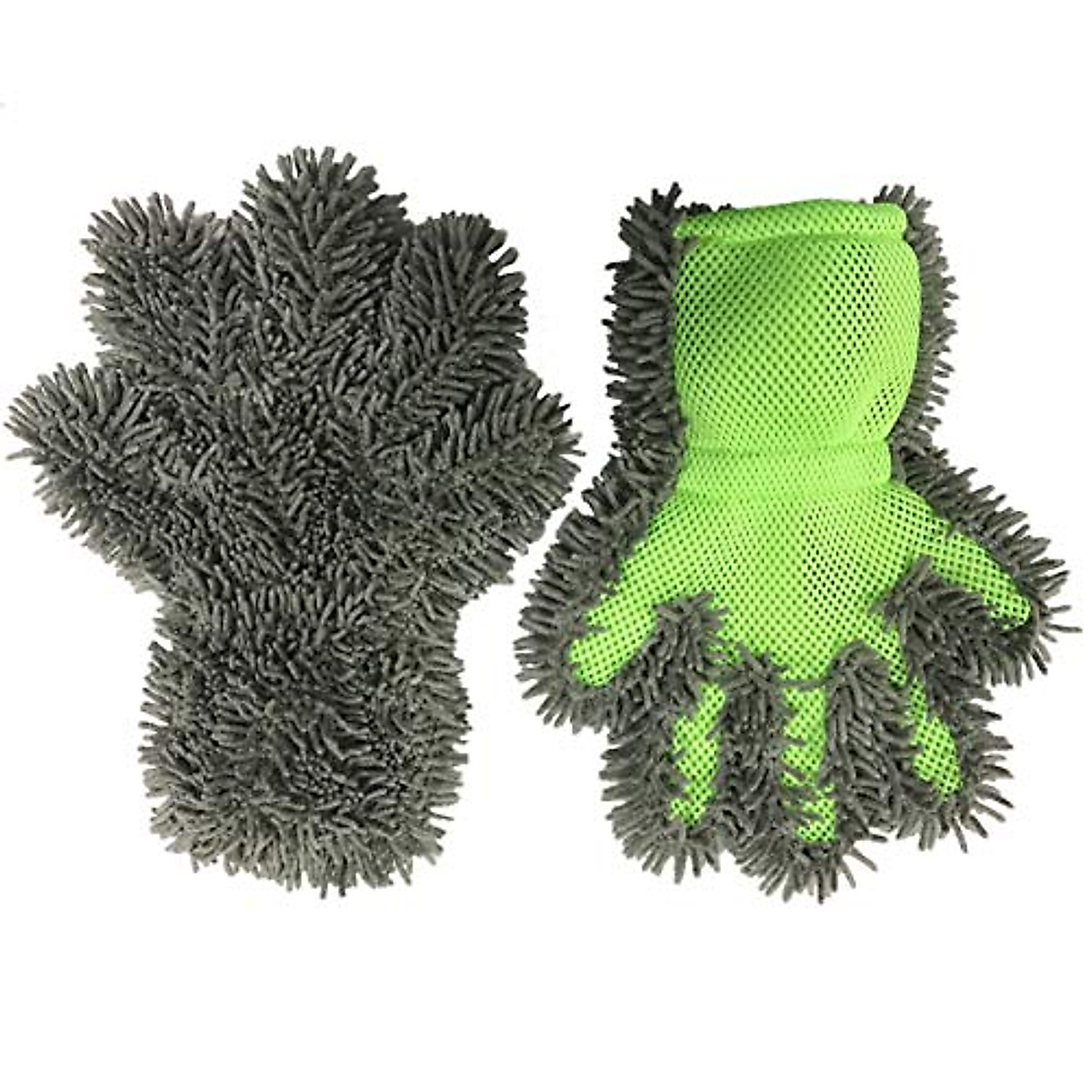 POLYTE Microfiber Chenille Car Wash and Dust Mitt and Glove Set, 3 Pack