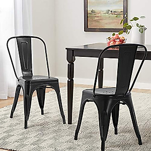 Metal Chairs Set of 4 Stackable Chairs Patio Chairs 18 Inch Seat Height Restaurant Chair Chic Metal Kitchen Dining Chairs Trattoria Chairs Indoor/Outdoor Metal Tolix Side Bar Chairs