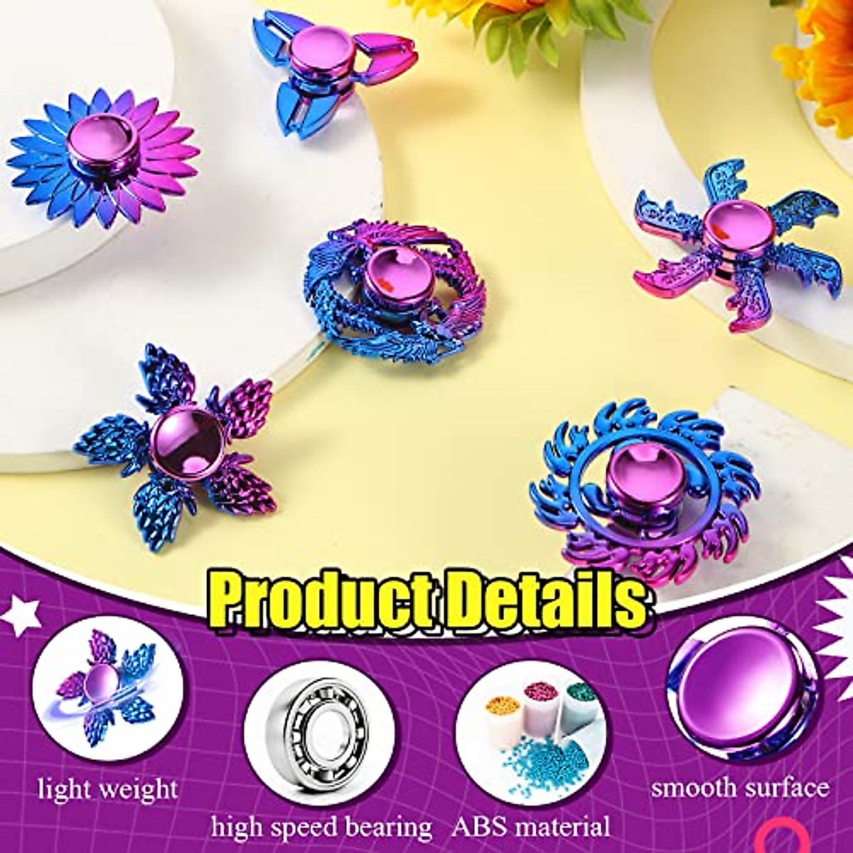 24 Pcs Cool Fidget Spinners Metal Looking Fidget Spinner Toy Finger Spinners Fidget Toy Pack Stress Relief Hand Spinner for Adults Teens Anxiety Party Favor Stocking Goodie Bag Stuffers Gift