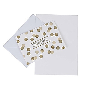 Hallmark Thank You Cards, Gold Foil and Glitter Dots (40 Thank You Notes with Envelopes for Wedding, Bridal Shower, Baby Shower, Graduation)