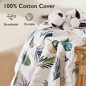 Momcozy Original Plus Size Nursing Pillow Cover, Fits All Breastfeeding Pillows, 100% Cotton Cover with Adjustable Waist Strap, Spring Leaves, Cover Only