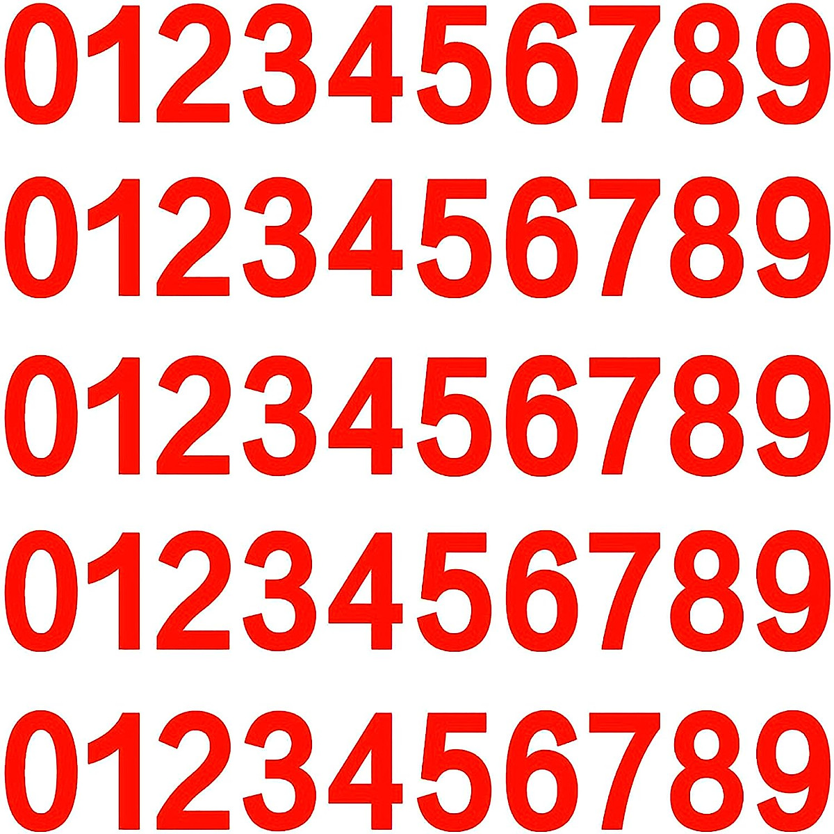 5 Sets 4 inch Mailbox Numbers Sticker 0-9 Decal Die Cut Classic Style Vinyl Waterproof Number Self Adhesive for Signs, Door, Cars, Trucks, Home, Address Number (Red)