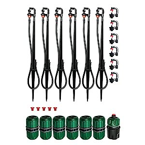 Lily's Home Above Ground Sprinkler System. DIY Irrigation System for Raised Garden Bed, Grass, Shrubs, Flowers, Vegetables. 6 Micro Sprinklers Set Connecting Directly to Your Garden Hose