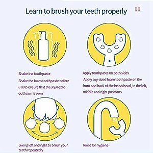 Meqtpomy Kids Electric Toothbrush，6 Cleaning Models U Shaped Toothbrush Waterproof Battery Powered 360 Automatic Sonic Toddler Toothbrushes for 8-13 Years Old for Boys Girls（Blue）