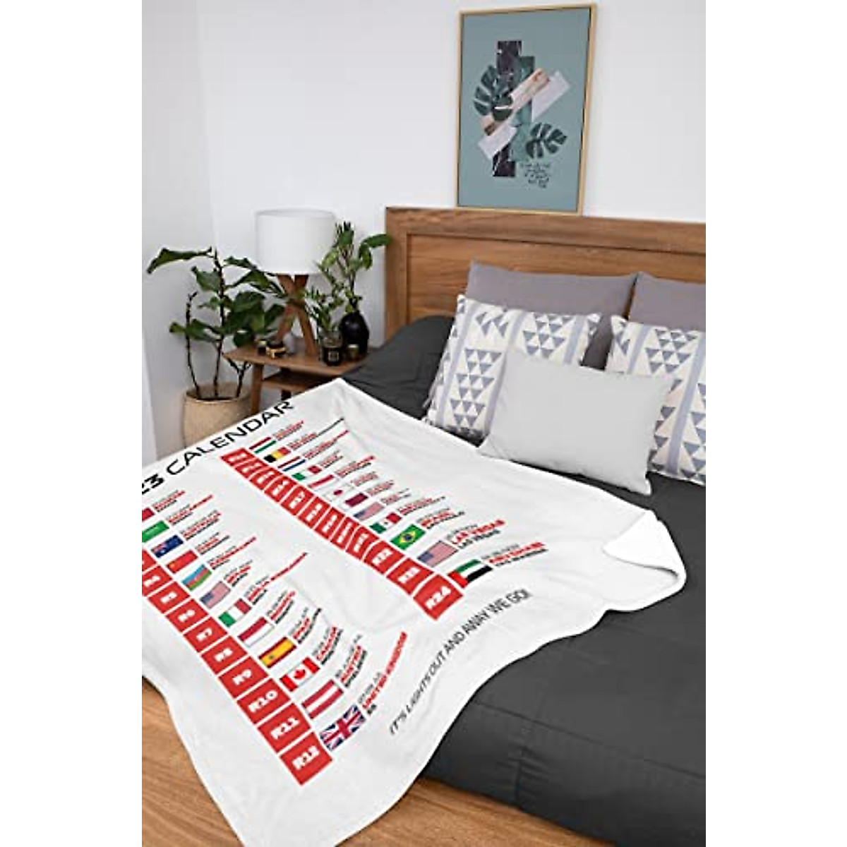 Formula 1 F1 Racing Calendar and Flags Blanket, F1 Sherpa Fleece Blanket, F1 Blanket for Fan Lover Him Husband Daddy Grandpa Boyfriend, F1 Merchandise, Gift for Christmas Birthday Thanksgiving