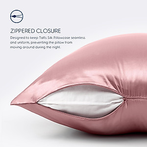 Tafts Silk Pillow Cases - 22mm 100% Pure Mulberry 6A Silk Pillowcase for Hair & Skin with Zipper Closure, Cooling, Natural, Organic, Double Sided Silk Pillow Case (Misty Rose Pink, King 20x36, 1pc)