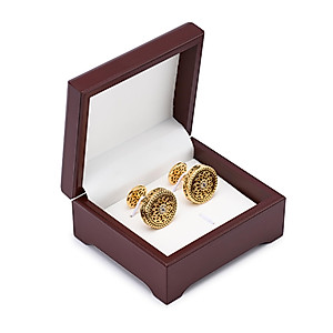 Cuff Links Mens, Cufflinks for Men, Men's Cuff Links for Wedding, Business, Father's Day, Gift for Men, 18K Gold Plated with Luxury Wooden Gift Box