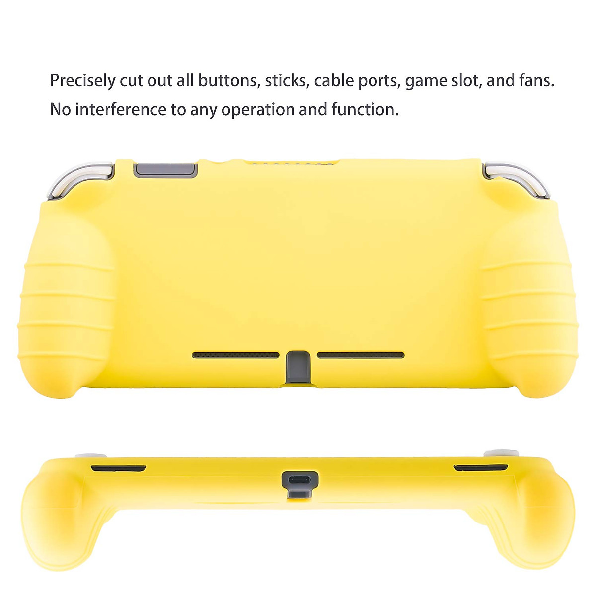 YoRHa Handle Grip Soft Silicone Rubber Protective Cover Case (Mango Yellow) x 1 and Thumbsticks x 4 for Nintendo Switch Lite - 9.2019 Slim Model
