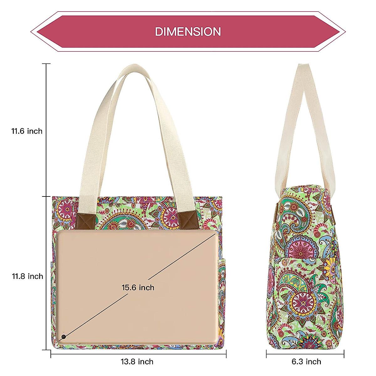 Muzale Teacher Appreciation Graduation Gifts for Women, Large Floral Tote Bag with Special Word for Beginning Teacher, End of Year Teacher Gift for Christmas, Birthday, Graduation, Last Day Of School