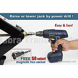 Set of 4 6000 lb 24" RV Trailer Stabilizer Leveling Scissor Jacks w/Dual Power Drill Sockets & Complete Set of Mounting Hardware -Model# 26088