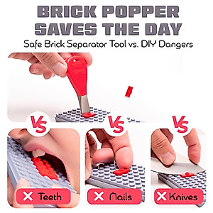 Brick Popper - World's Fastest Brick Separator Tool - Efficient Brick Remover for Kids and Adults - Perfect for Ages 6 and Up - Essential Brick Tool (Red)