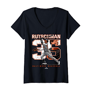 Womens Number and Portrait Adley Rutschman Baltimore V-Neck T-Shirt