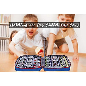 KISLANE Carrying Case for 48 Hot Wheels Cars, Kids Toy Cars Storage Case Hold 48 Hot Wheels Cars(Bag Only (Blue)