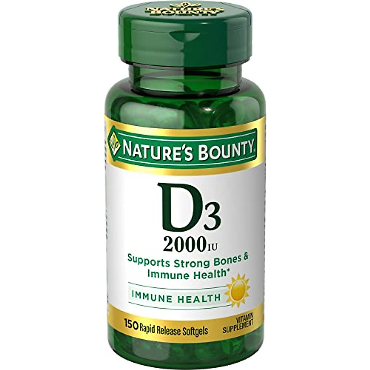 Vitamin D by Nature's Bounty, Supports Immune Health & Bone Health, 2000IU Vitamin D3, 150 Softgels ,150 Count (Pack of 1)