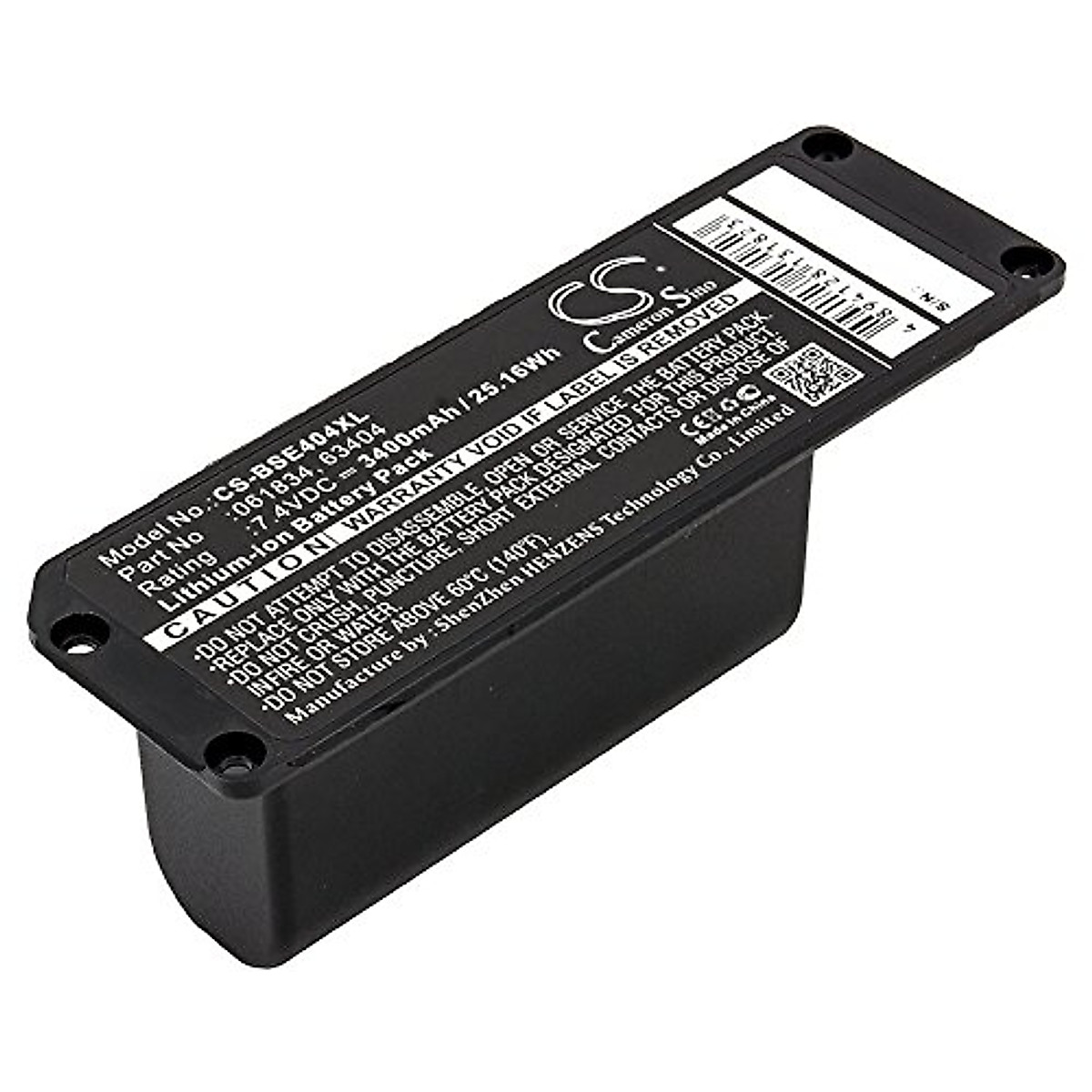 Cameron Sino Li-ion 7.40V 3400mAh / 25.16Wh for Bose 061384,061385,061386, 061834, 063287, 063404, 63404, Fits Bose Soundlink Mini