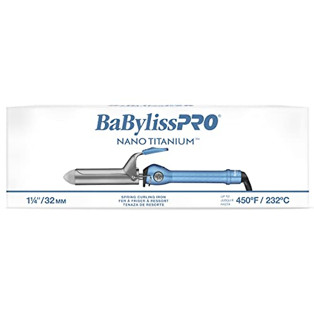BaBylissPRO Nano Titanium Spring Curling Iron , 1.25 Inch (Pack of 1)
