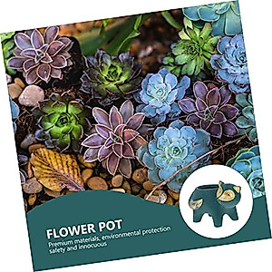 Angoily 1pc Plants Cactus Porcelain Square Planters Balcony Green Drainage Holder Indoor Succulents Decor Gifts Tabletop Flowerpot Bonsai Statue Unique Hole Art Elephant Table Container
