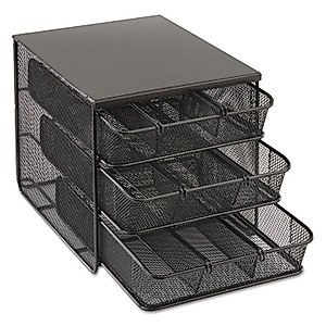 Safco Products 3275BL Onyx Mesh Hospitality Organizer, 3 Drawer, Black