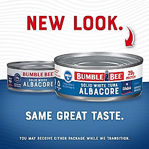 Bumble Bee Solid White Albacore Tuna in Water, 5 oz Can (Pack of 48) - Wild Caught Tuna - 29g Protein per Serving, High in Omega-3s - Non-GMO Project Verified, Gluten Free, Kosher