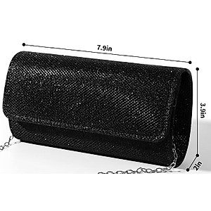 lovyoCoCo Evening Bag Clutch Purses for Women Ladies Sparkling Party Handbag Wedding Bag (Black)