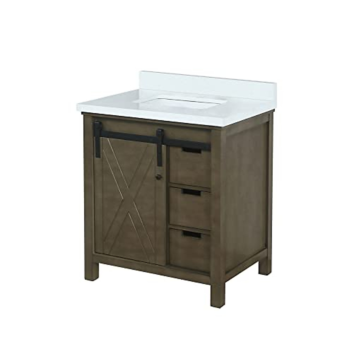 Bell+Modern Ketchum 30 inch Rustic Brown Bath Vanity and Cultured Marble Countertop