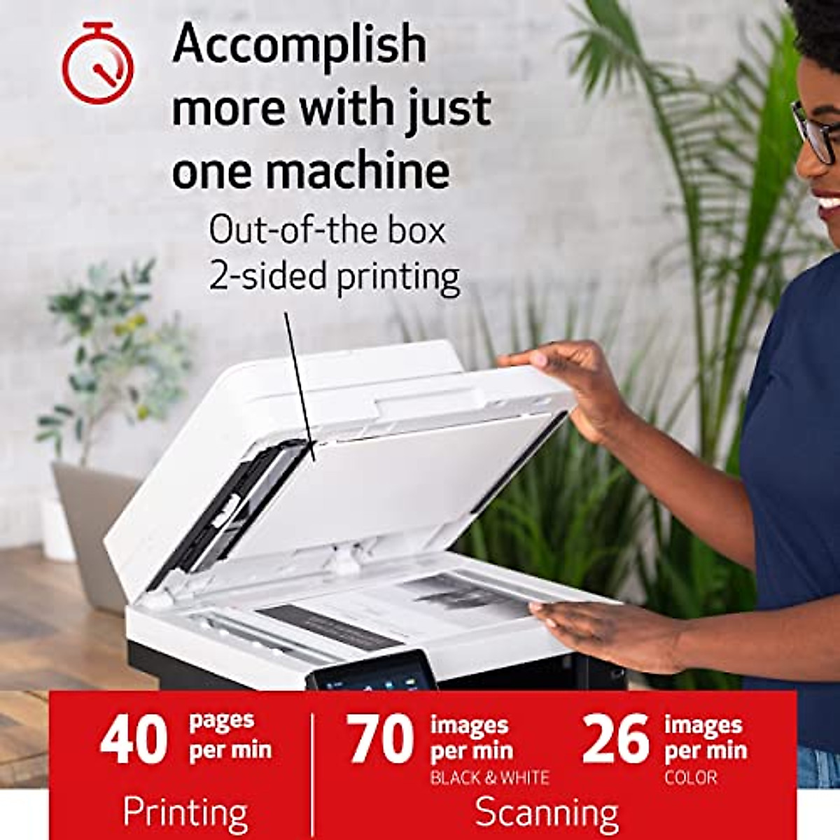 Canon imageCLASS MF455dw All in One Wireless Duplex Laser Printer, Up to 40 ppm,600 x 600 DPI,Compatible with Alexa,Bundle with Printer Cable