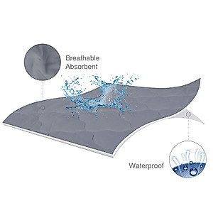 Sheet for Pack and Play Quilted Waterproof Protector, 2 Pack Premium Mattress Pad Cover 39" X 27" Compatible with Graco Pack n Play or Other Playard Mattress, Portable Mini Crib, Gray