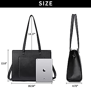 BROMEN Laptop Tote Bag 15.6 inch Briefcases for Women Stylish Business Office Work Tote Bag black