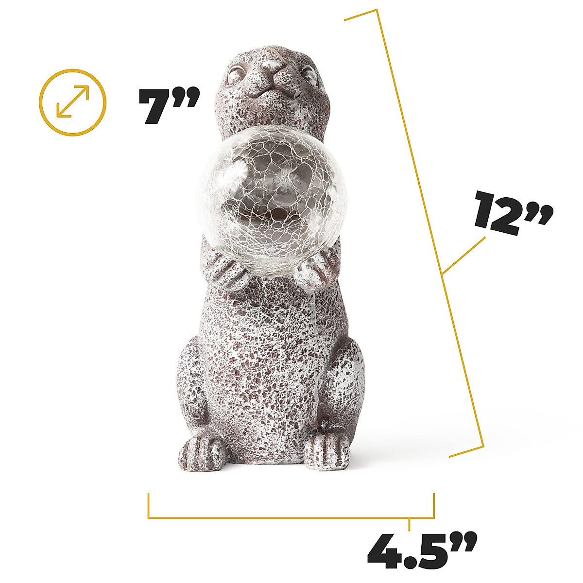 VP Home Mystical Rabbit Solar Powered Outdoor Decor Garden Light with Flickering LED Crackled Glass Globe Great Addition for Your Garden Solar Powered Light Garden Decorations Gifts