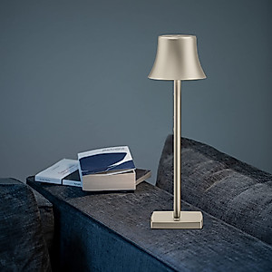 Cordless Table Lamp, Rechargeable Battery 5000mAh Metal Aluminum Housing USB LED Portable Powered Desk Lamp , 2 Levels Brightness Night Light for Restaurants Bars Garden Patio Bedroom Outdoor (Copper)