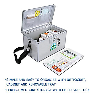 Hewei Durable Empty Medicine Box Storage Box Lock Box for Storage Collection Portable Lockable with Removable Sticker Tray Shoulder Strap (X-Large )