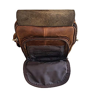 Roma Leathers Gun Concealment Square Body Bag - Zippered Pocket, Adjustable and Lockable Holster - Brown