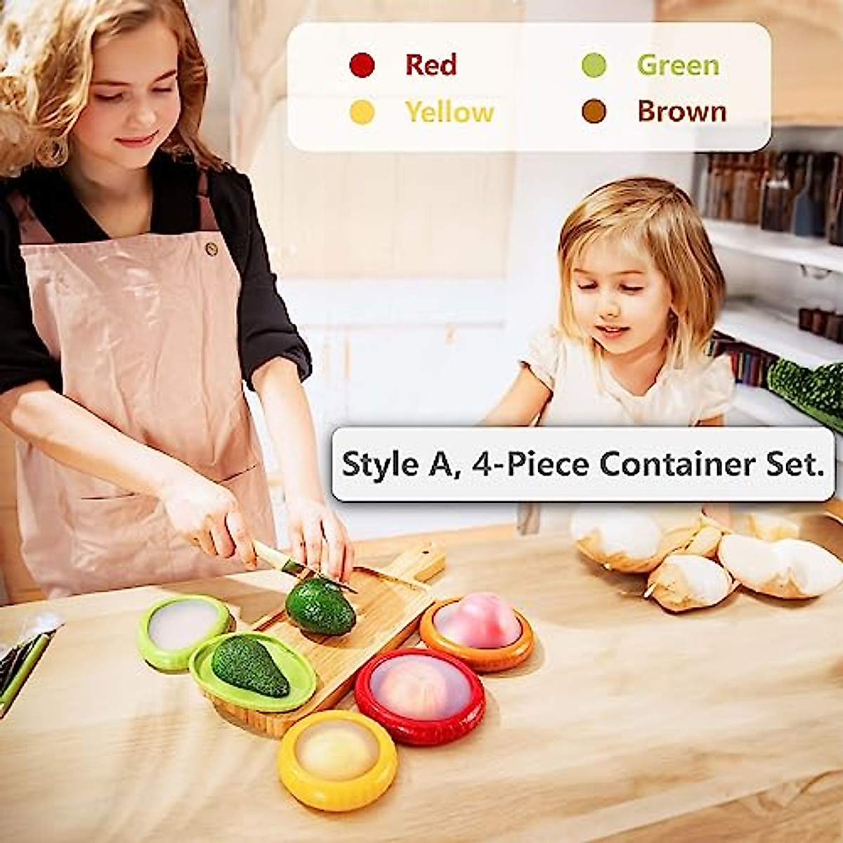 SOOPLEU Avocado Saver and Tomato Holder - Set of 4 Reusable Storage Containers for Fridge - Ideal for Apples, Garlic, Onions, Lemons, and Potatoes