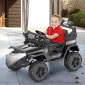 Ride on Truck Car 12V Kids Electric Vehicles with Remote Control Spring Suspension, LED Lights, Bluetooth, 2 Speeds