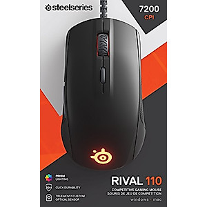SteelSeries Rival 110 Gaming Mouse - 7,200 CPI TrueMove1 Optical Sensor - Lightweight Design - RGB Lighting