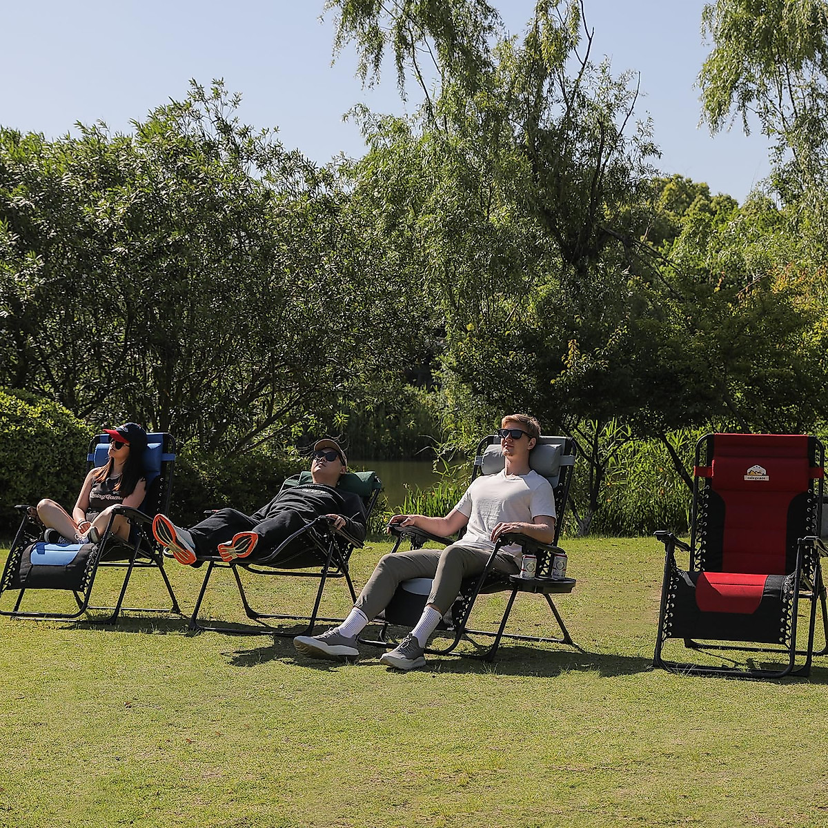 Colegence XL Oversized Zero Gravity Chair, Fully Padded Adjustable Anti Gravity Reclining Lounge Chairs with Cup Holder Folding Recliner for Beach,Camping,Lawn,Patio,Outdoor, Support 300 LBS（Blue）