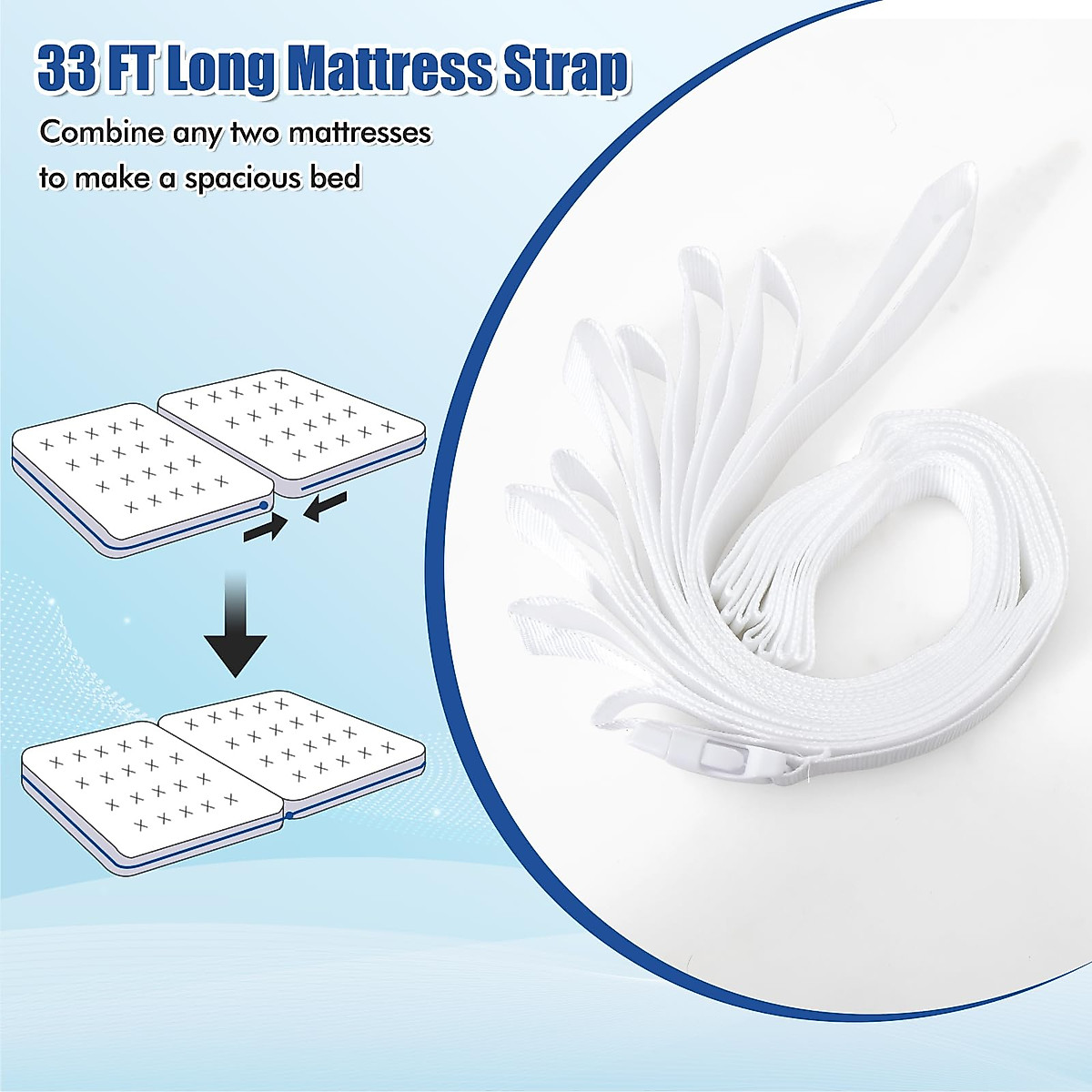 GOFLAME 9” Wide Bed Bridge Twin to King Converter Kit, Mattress Connector Kit with Adjustable Strap, Split King Gap Filler, Non-Slip Twin Beds Connector for Guests Stayovers, Easy Combine