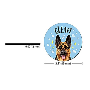 WIRESTER 3.5 inch Dishwasher Clean Dirty Flip Sign Double-Sided Decoration for Kitchen Dishwasher Washing Machine, German Shepherd
