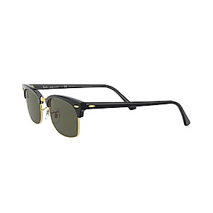 Ray-Ban RB3916 Clubmaster Square Sunglasses, Black/G-15 Green Polarized, 52 mm