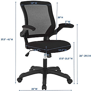 Modway Veer Office Chair with Mesh Back and Vinyl Seat With Flip-Up Arms in Black