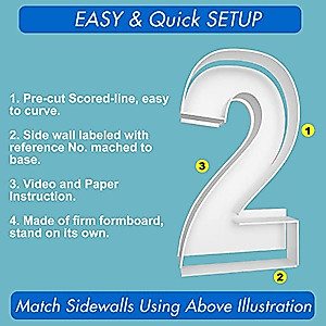 3FT Mosaic Balloon Frame Number 2 Marquee Light Up Numbers Pre-Cut Kit Thick Foam Board for Birthday Decoration