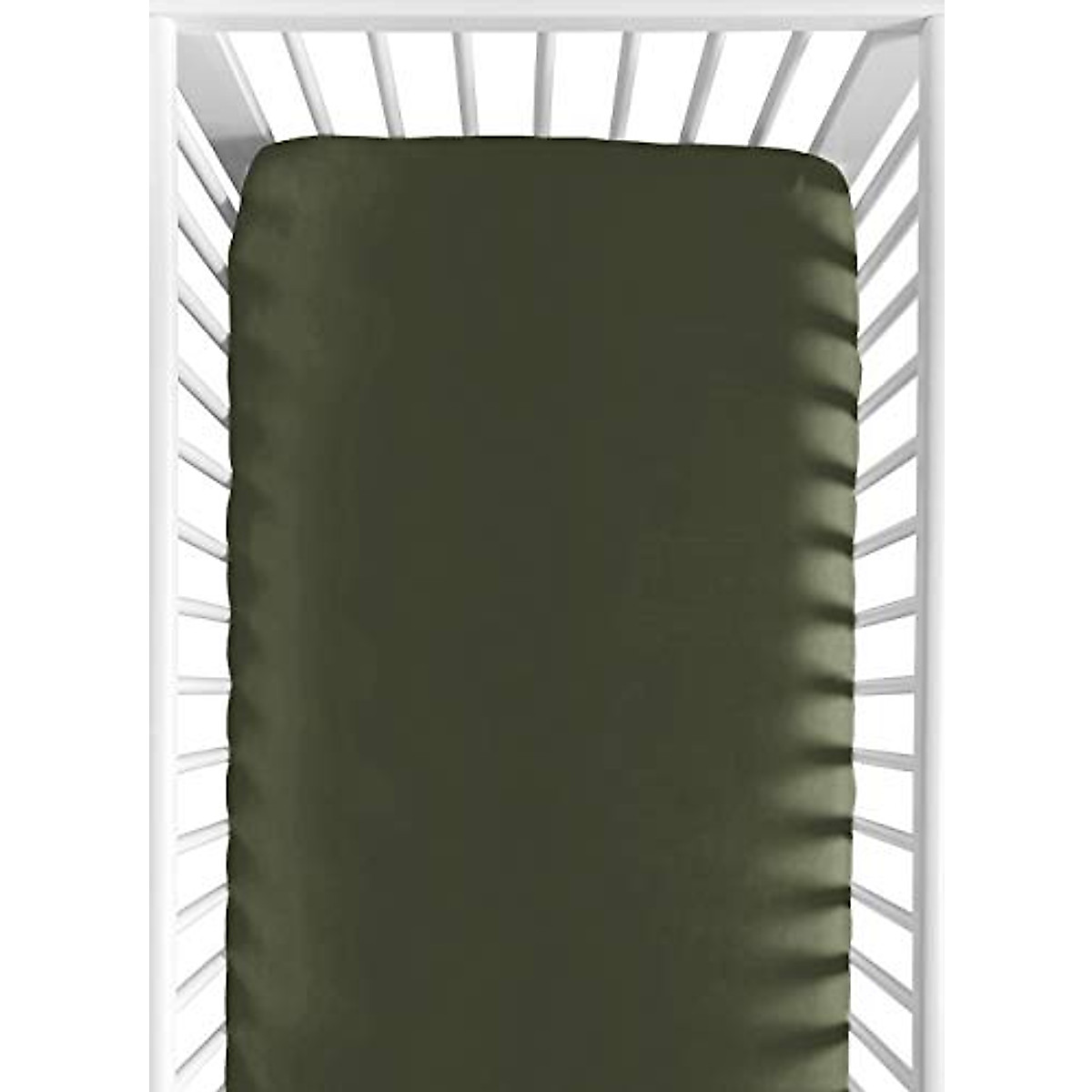 Sweet Jojo Designs Solid Dark Green Gender Nuetral Boy Girl Baby Fitted Crib Sheet Set Nursery Soft Infant Newborn Fits Standard Mattress Toddler Bed Hunter Forest Olive for Rustic Deer Woodland Camo