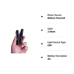 kemaily Handheld Pen Flashlight 150 Lumens Lamp Clip Mini Pen Light Small Pocket Penlight(2 Short)