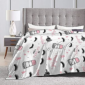 Feartdiy Lashes Mascara Coffee Cup Blanket for Kids Adults Women,Soft Fleece Throw Blanket Cozy Bed Blankets King Size for Couch Bed Travel Camping 50 inchX40 inch, black, 50x40