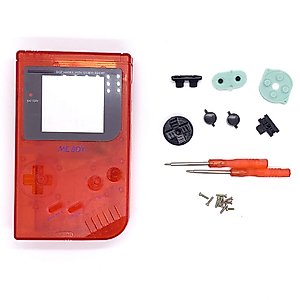 Full Housing Shell Cover + Screen Len + Screwdriver for DMG-01 Gameboy Gameboy Classic Original GB (Transparent Red)